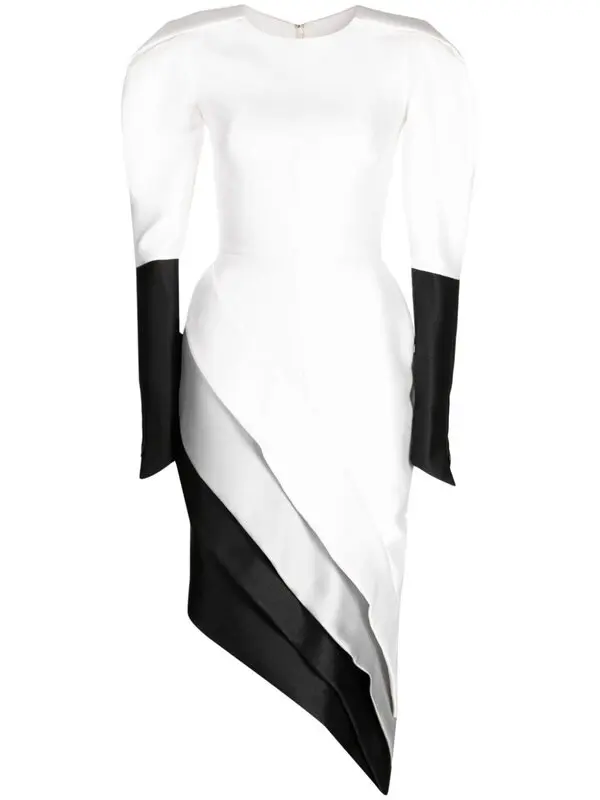 SAIID KOBEISY Panelled Piqué Midi Dress - White