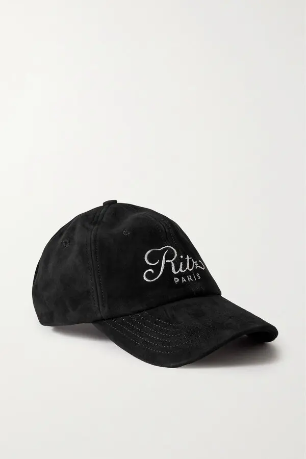 FRAME Ritz Paris Embroidered Suede Baseball Cap