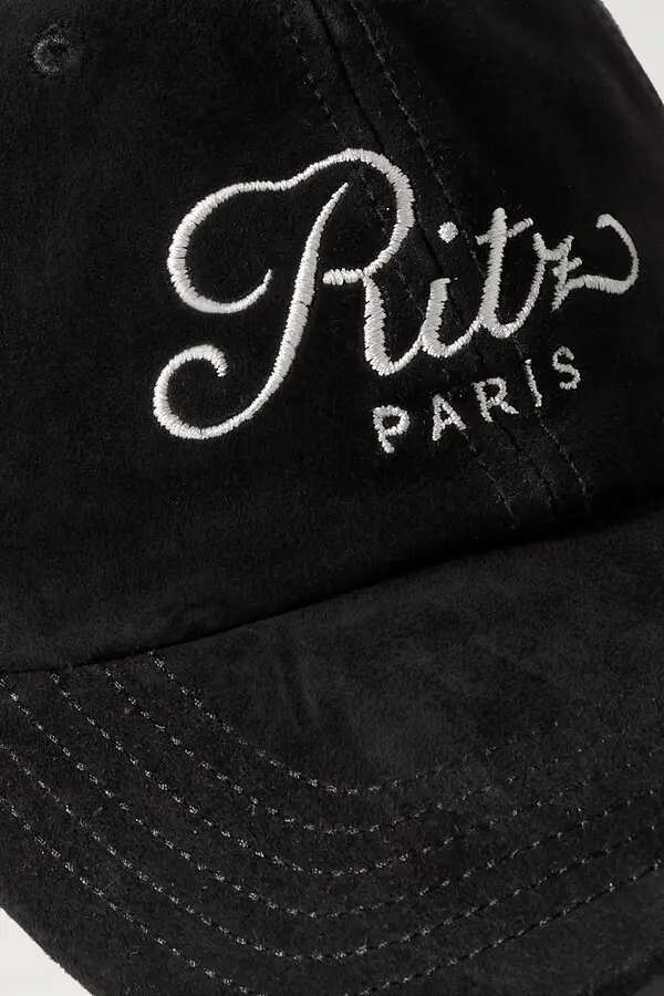 FRAME Ritz Paris Embroidered Suede Baseball Cap