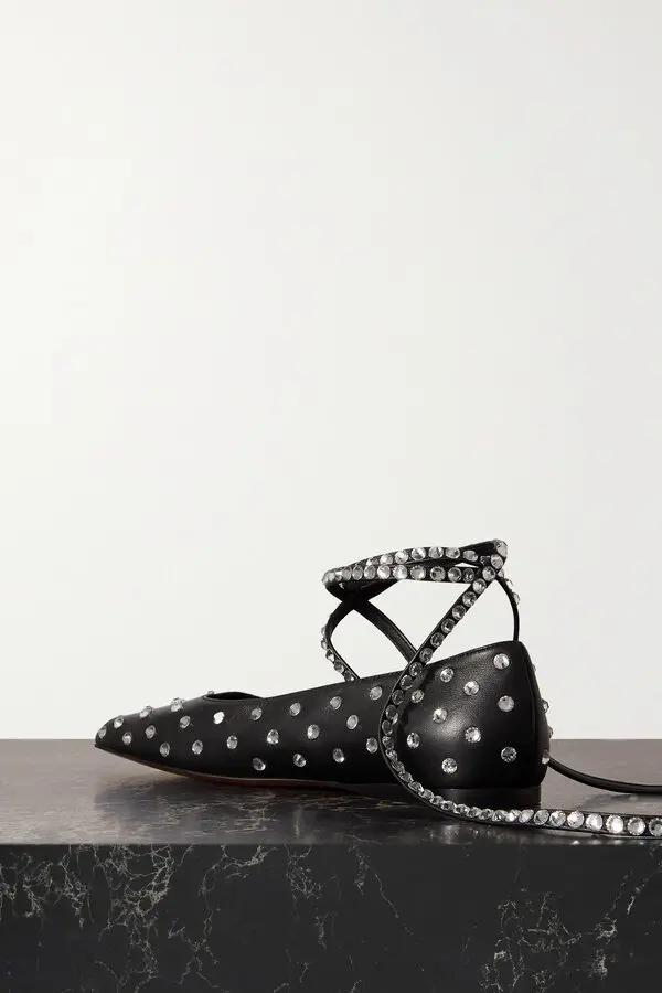 Amina Muaddi Ane Crystal-embellished Ballet Flats