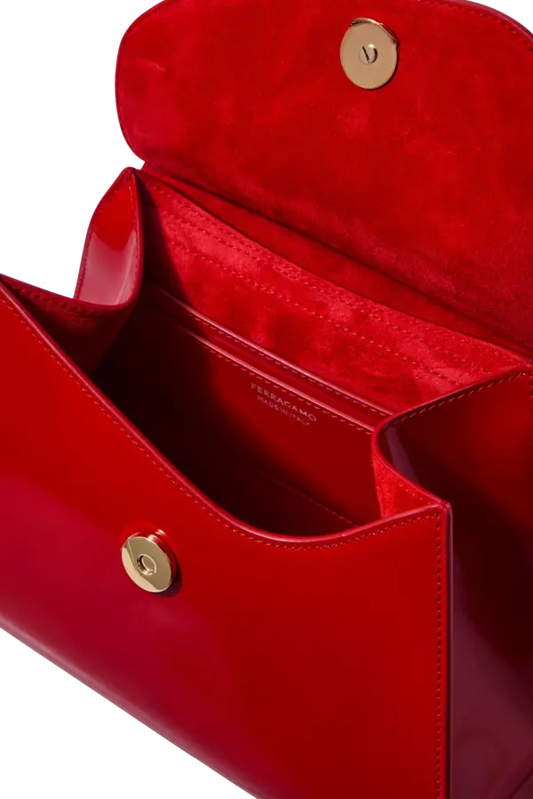 FERRAGAMO Prisma Glossed-leather Tote