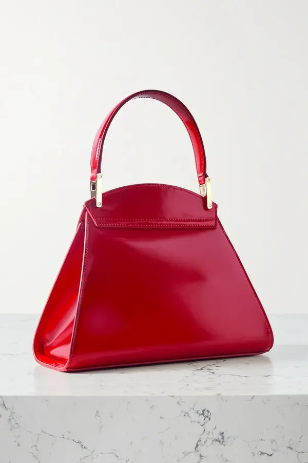 FERRAGAMO Prisma Glossed-leather Tote