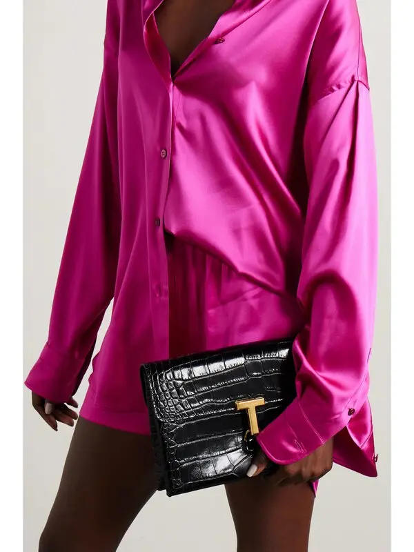 TOM FORD Monarch Medium Croc-effect Shoulder Bag