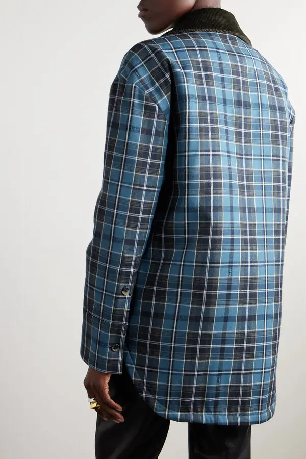 Loewe Cotton Corduroy-trimmed Checked Wool-blend Padded Jacket