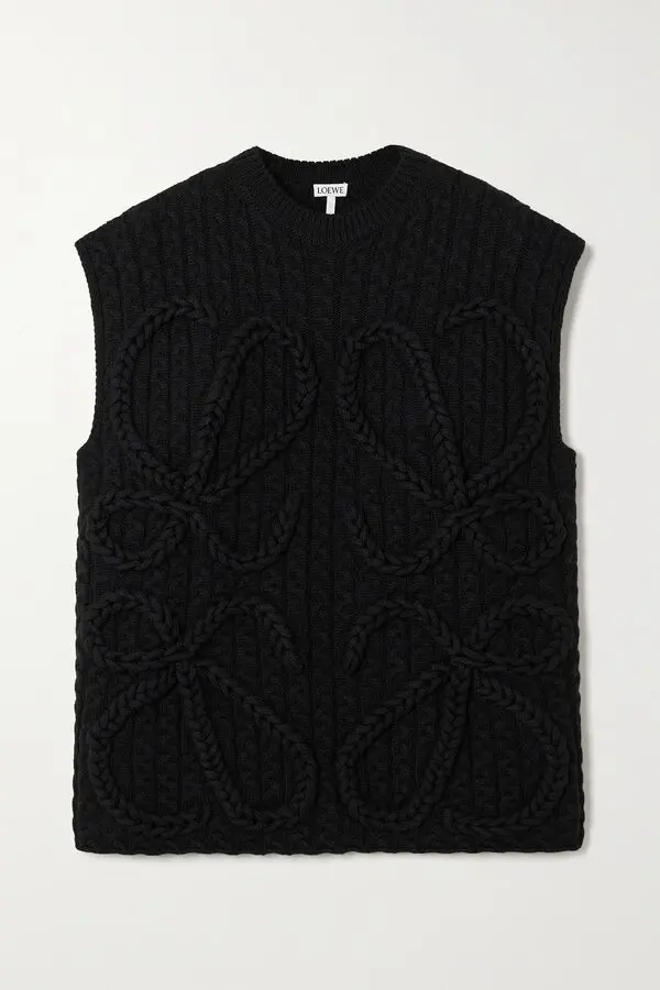 Loewe Anagram Cable-knit Wool Vest