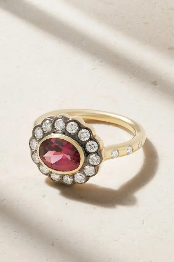 MARLO LAZ Lexi Rhodolite And Diamond Ring - Gold