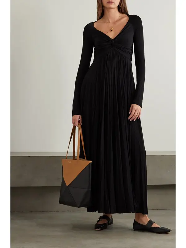 twist front pleated dress Black Dorothy Perkins Twist Front Pleated Skirt Midi Dress