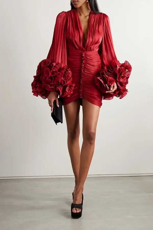 open lace back dress Costarellos - Isla Lurex Georgette Gown