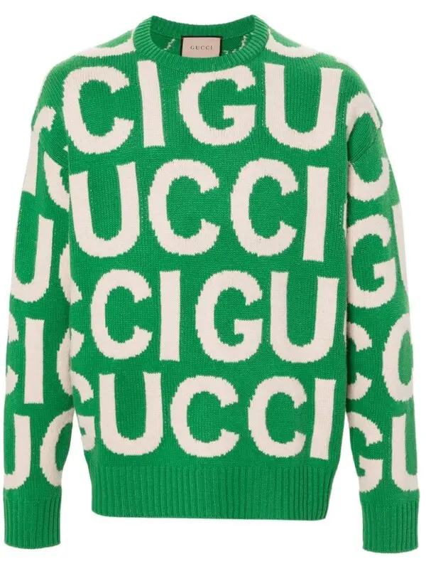 Gucci Logo-intarsia Wool Jumper - Green