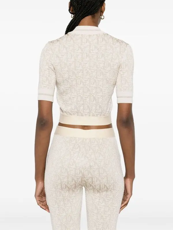 Palm Angels Monogram-jacquard Knitted Crop Top - Neutrals