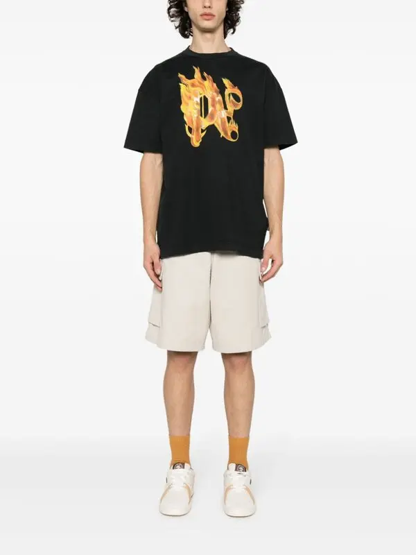 Palm Angels Burning Monogram-print T-shirt - Black