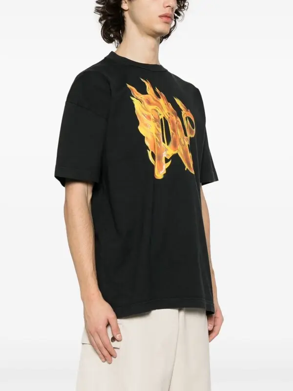 Palm Angels Burning Monogram-print T-shirt - Black