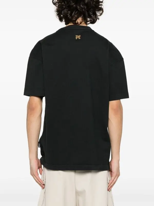 Palm Angels Burning Monogram-print T-shirt - Black