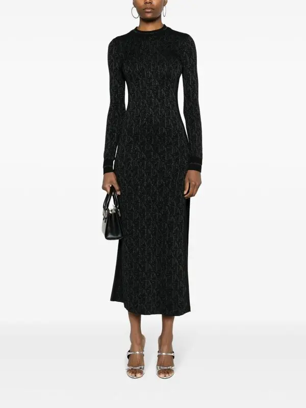 Palm Angels Monogram-jacquard Open-back Midi Dress