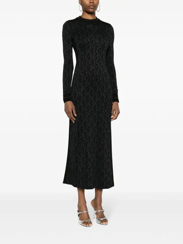 Palm Angels Monogram-jacquard Open-back Midi Dress