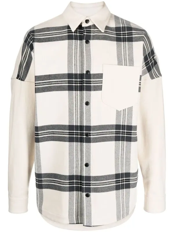 Palm Angels Logo-print Checked Overshirt - Neutrals