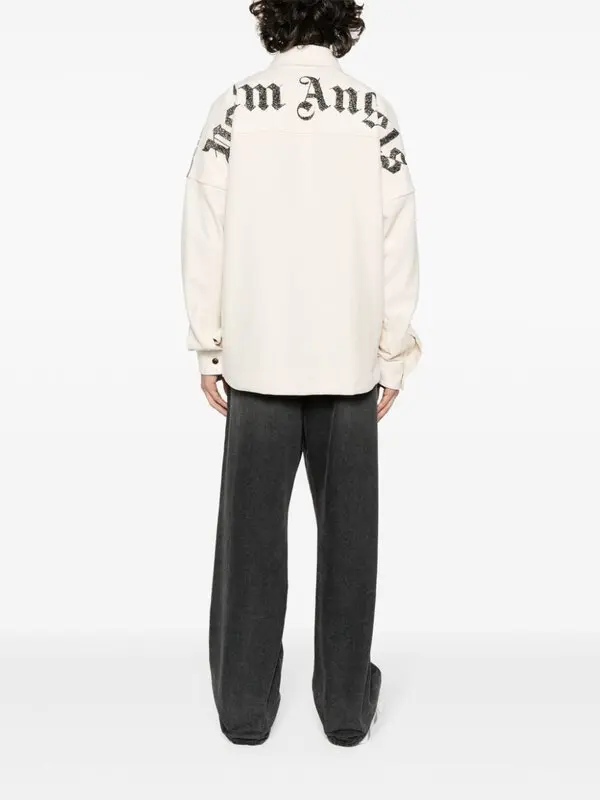 Palm Angels Logo-print Checked Overshirt - Neutrals