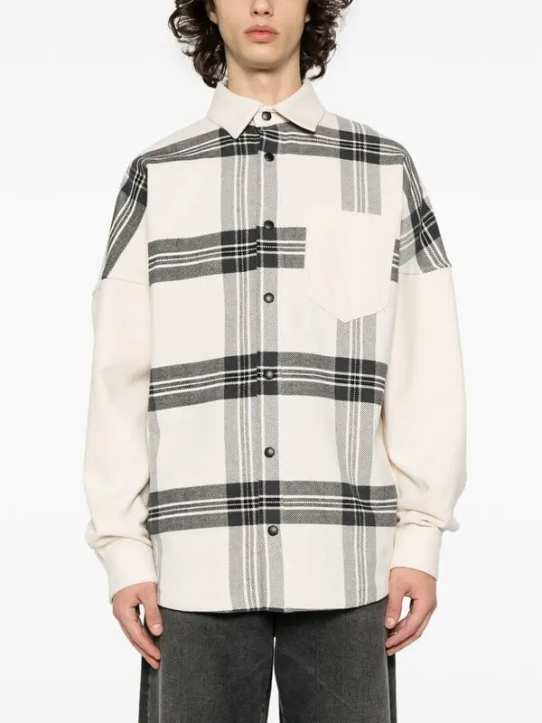 Palm Angels Logo-print Checked Overshirt - Neutrals