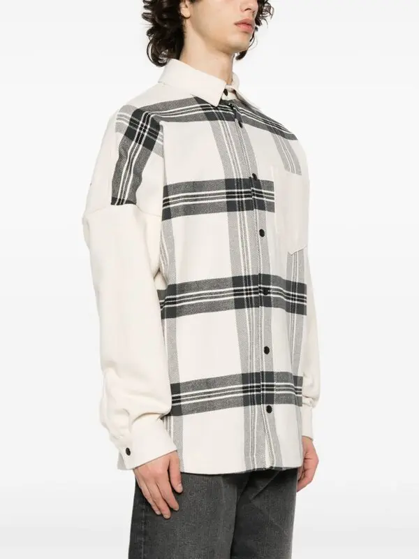 Palm Angels Logo-print Checked Overshirt - Neutrals