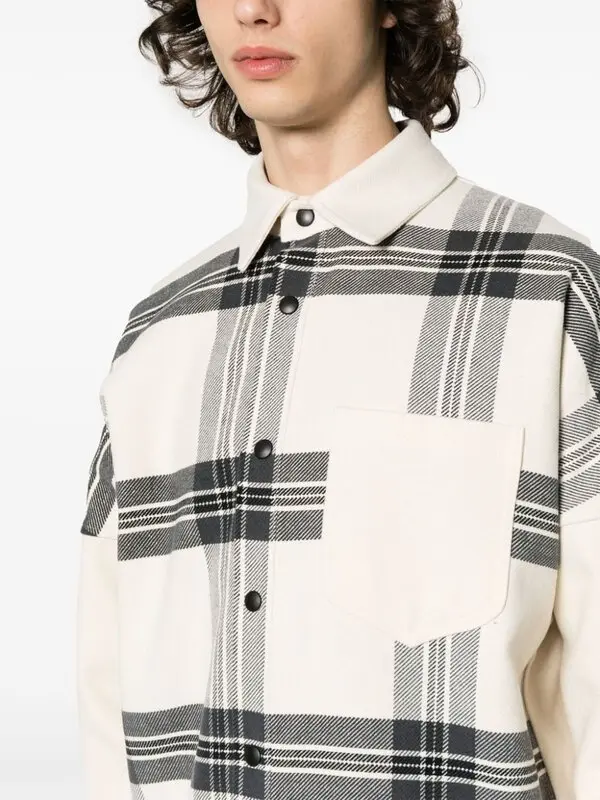 Palm Angels Logo-print Checked Overshirt - Neutrals