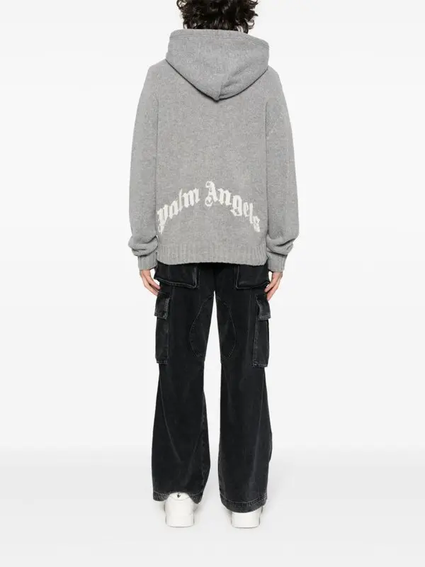 Palm Angels Curved-logo Zip-up Hoodie