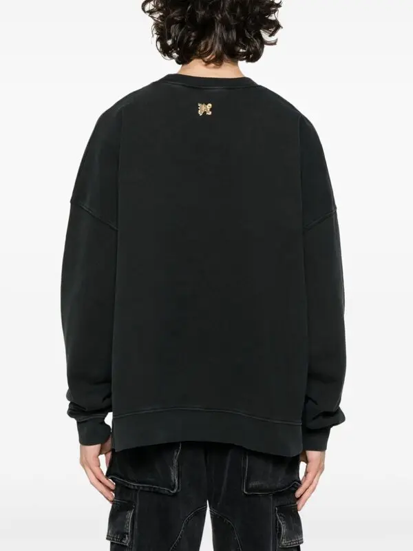 Palm Angels Burning Monogram-print Sweatshirt - Black