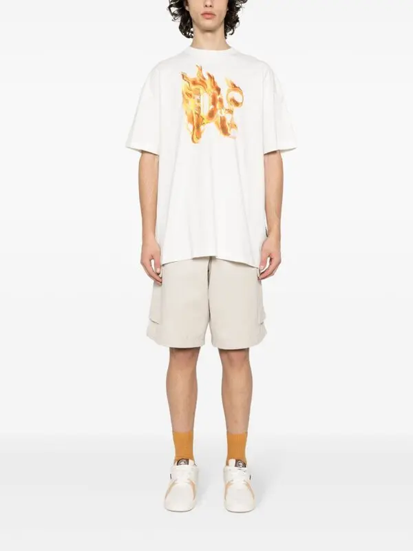 Palm Angels Burning Monogram-print T-shirt - White