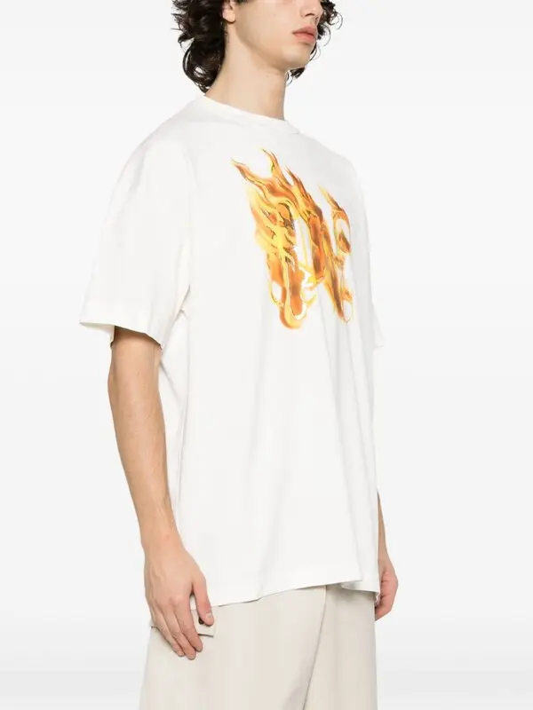 Palm Angels Burning Monogram-print T-shirt - White
