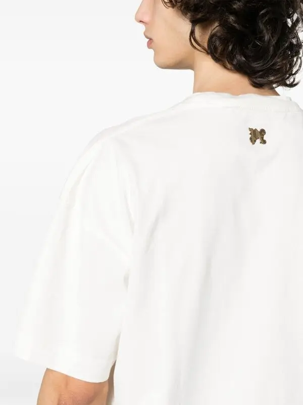 Palm Angels Burning Monogram-print T-shirt - White