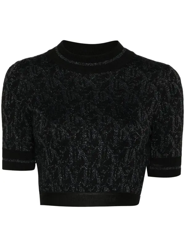 Palm Angels Monogram-jacquard Knitted Top
