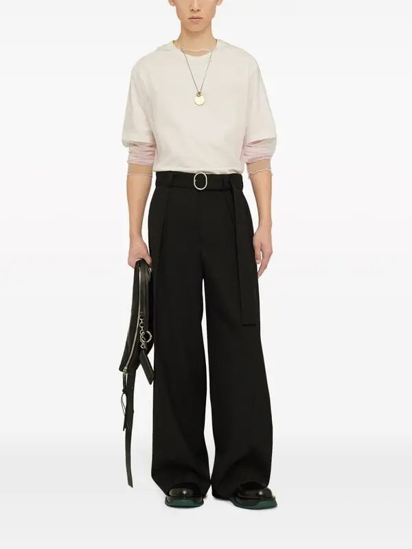 JIL SANDER Belted Wide-leg Wool Trousers