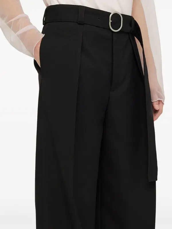 JIL SANDER Belted Wide-leg Wool Trousers