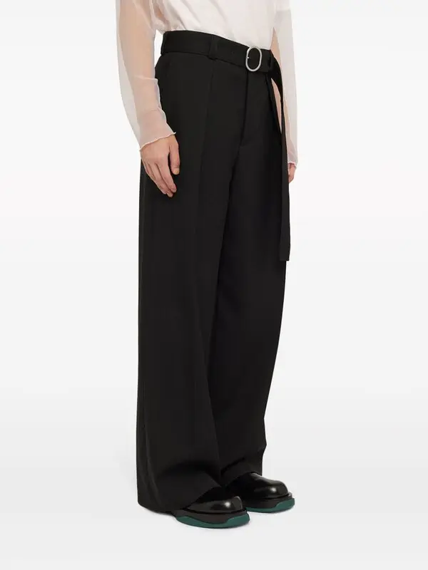 JIL SANDER Belted Wide-leg Wool Trousers