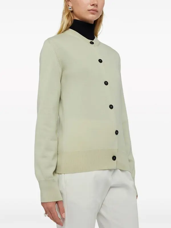 JIL SANDER Crew-neck Wool Cardigan - Green