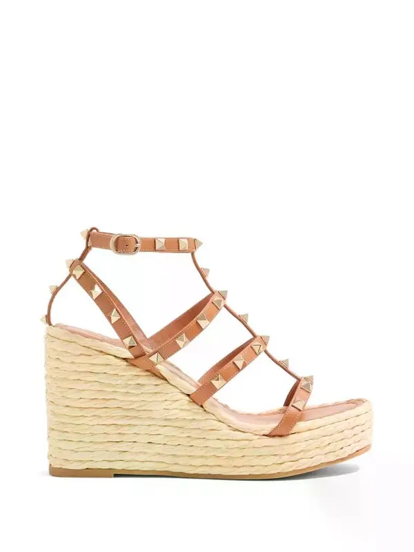 Valentino Garavani Rockstud Wedge Sandals - Brown