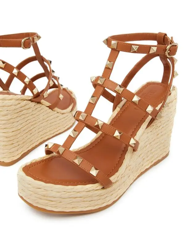 Valentino Garavani 95mm Rockstud Wedge Sandals