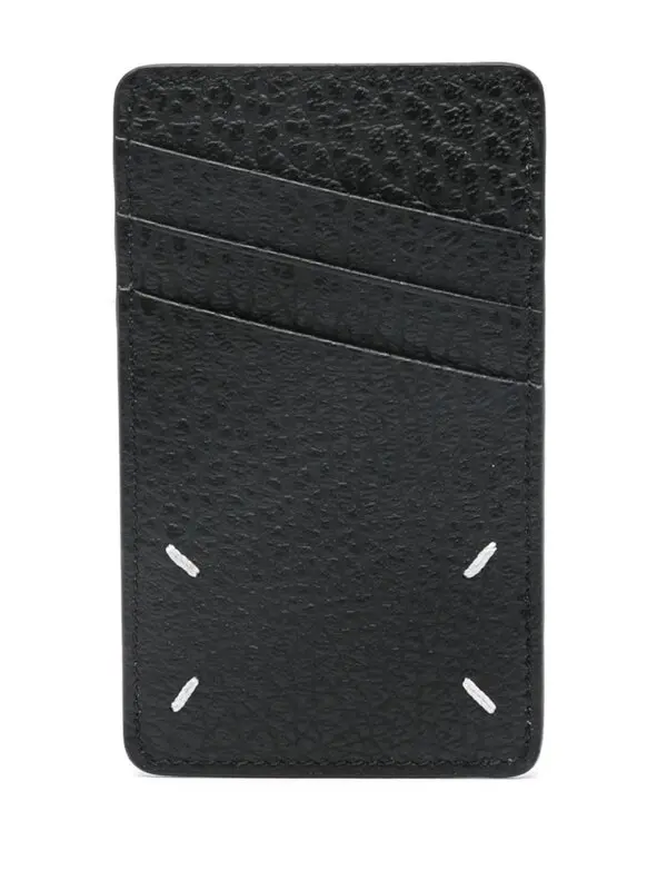 MAISON MARGIELA Four Stitches-print Leather Cardholder - Black