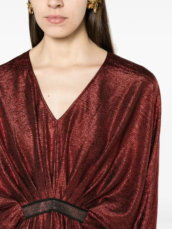 NISSA Draped Shimmer Midi Dress