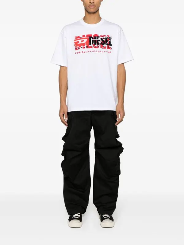 DIESEL® Logo-embroidered Cotton T-shirt