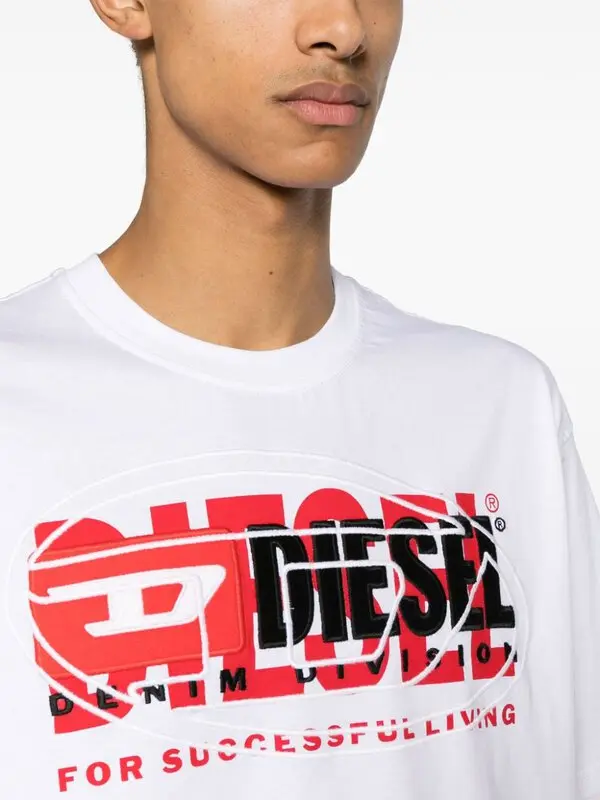 DIESEL® Logo-embroidered Cotton T-shirt