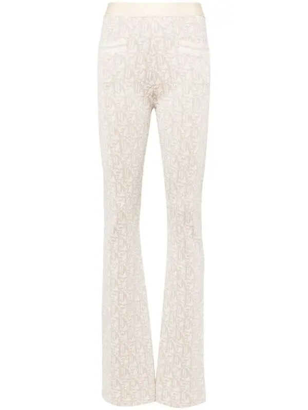 Palm Angels Monogram-jacquard Knitted Trousers - Neutrals