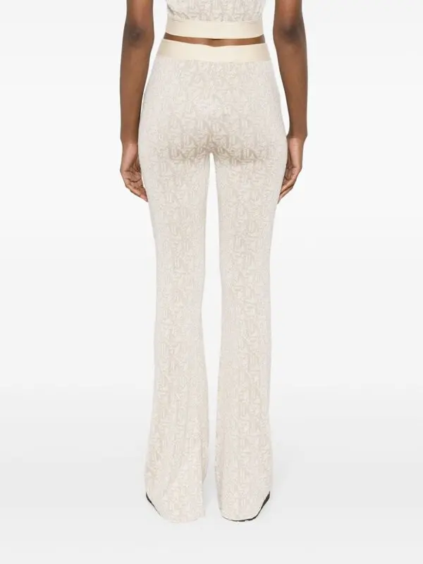 Palm Angels Monogram-jacquard Knitted Trousers - Neutrals