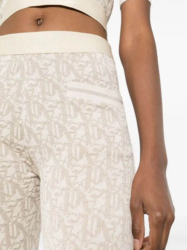 Palm Angels Monogram-jacquard Knitted Trousers - Neutrals