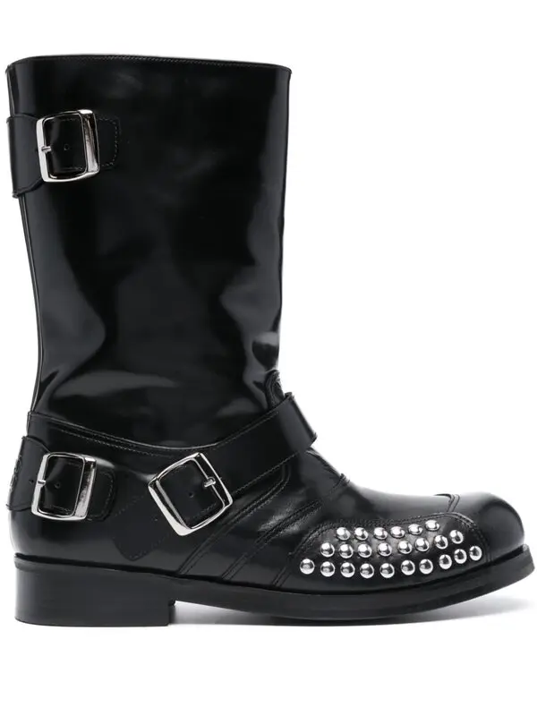 STEFAN COOKE Leather Biker Boots