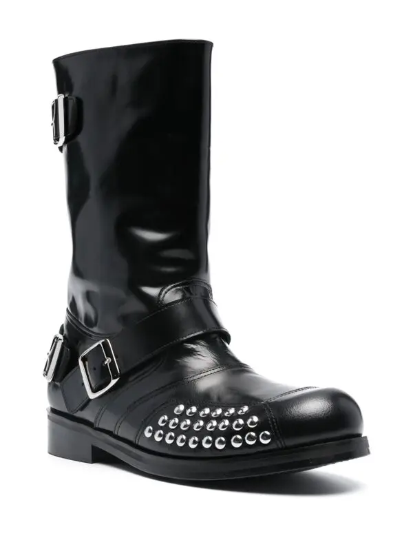 STEFAN COOKE Leather Biker Boots