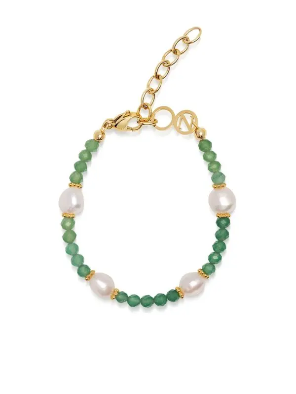 NIALAYA JEWELRY Pearl And Aventurine Beaded Bracelet - Green