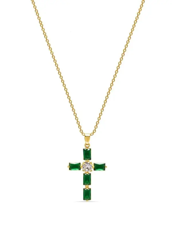 NIALAYA JEWELRY Crystal-embellished Cross-charm Necklace - Gold