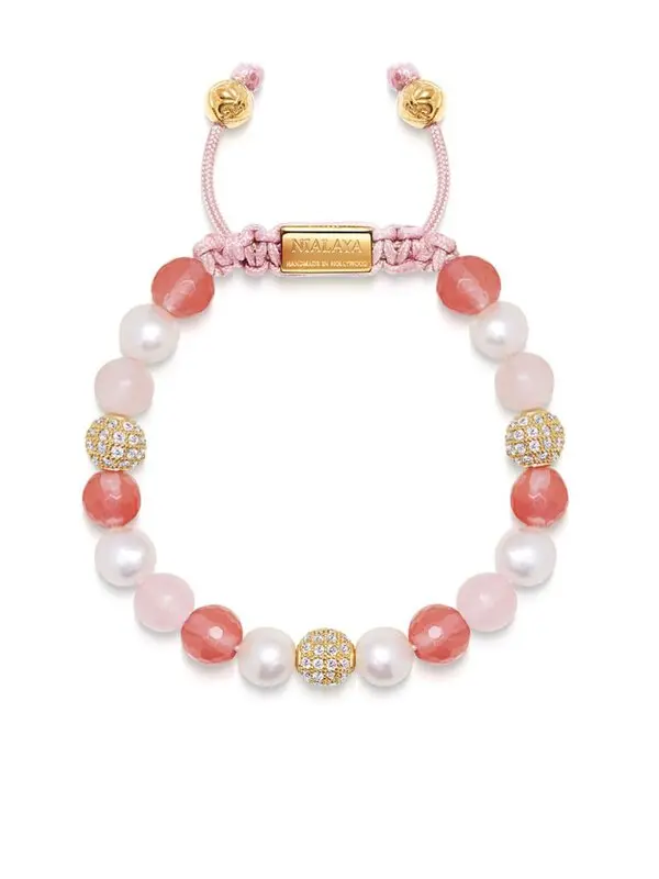 NIALAYA JEWELRY Beaded Pearl Bracelet - Pink