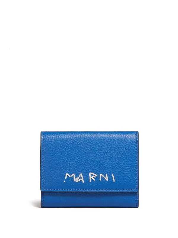 Marni Logo-embroidered Leather Key Holder - Blue