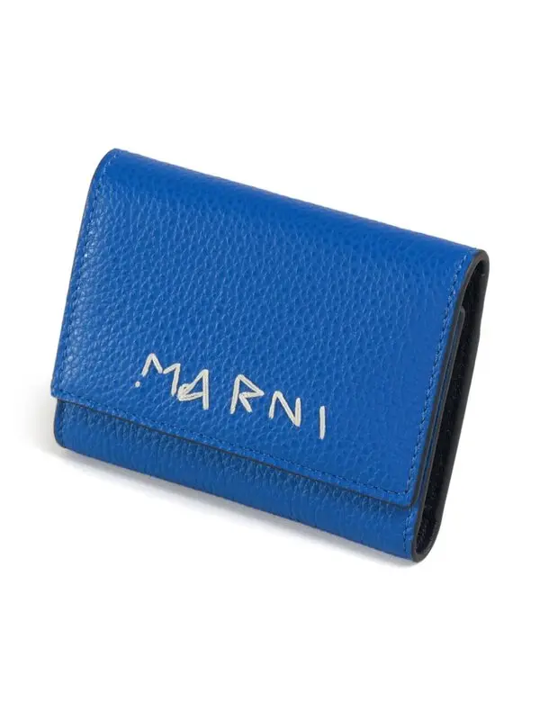 Marni Logo-embroidered Leather Key Holder - Blue